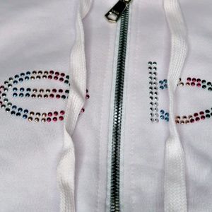 bebe | Tops | Bebe Sport Nailhead Logo Hooded Jacket White Bb2366e 99 ...